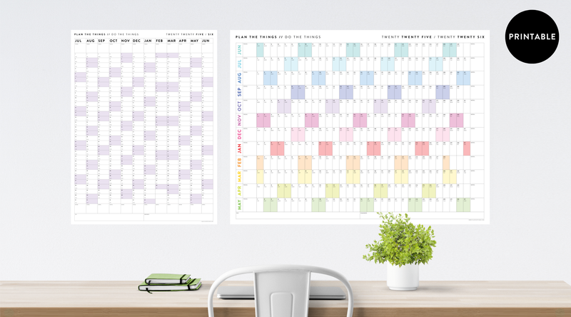 PRINTABLE WALL CALENDARS // INSTANT DOWNLOAD - Plan The Things