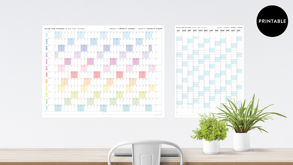 PRINTABLE ACADEMIC / MID-YEAR WALL CALENDARS // INSTANT DOWNLOAD - Plan ...
