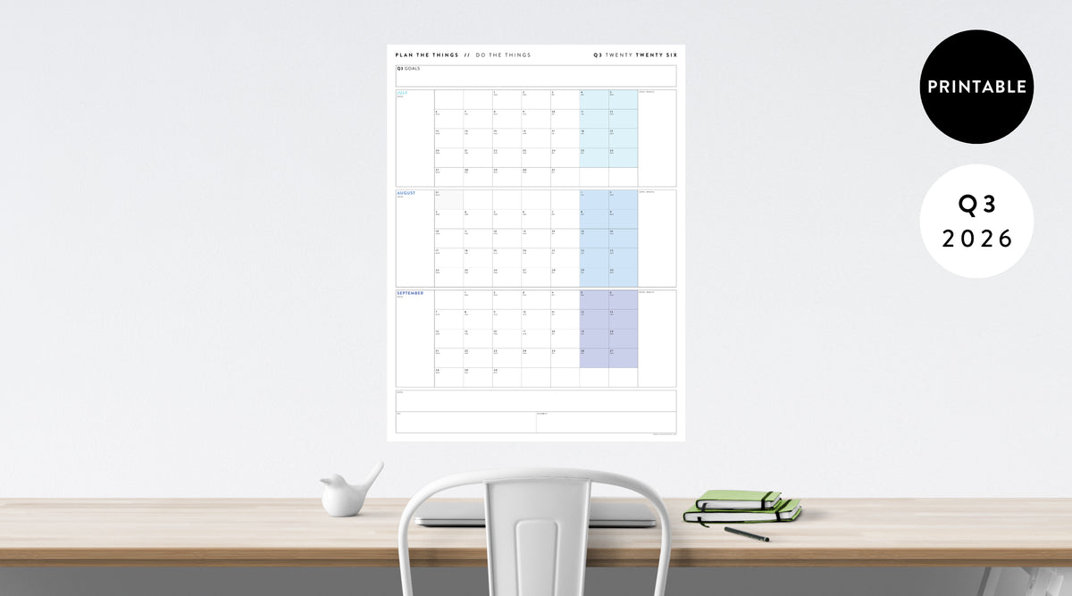 PRINTABLE 2025 Q3 (JULY - SEPTEMBER) QUARTERLY CALENDARS // INSTANT DO ...