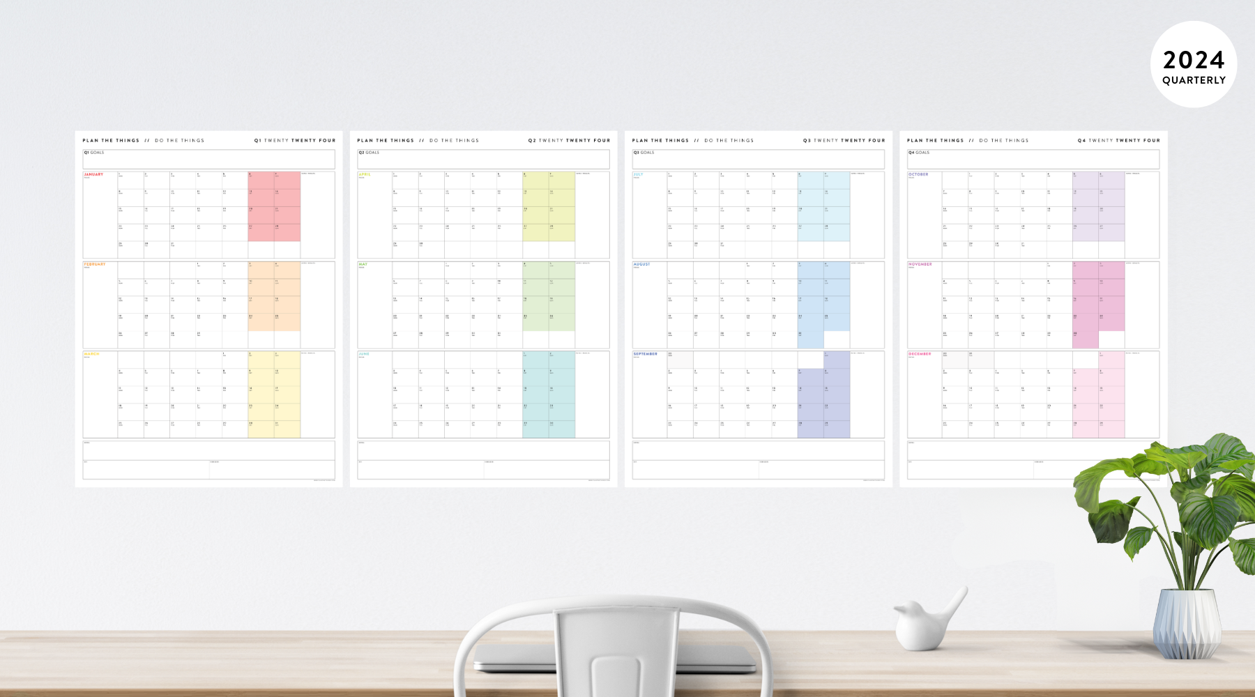 2024 QUARTERLY WALL CALENDARS - Plan The Things 2024 QUARTERLY WALL CALENDARS - Plan The Things