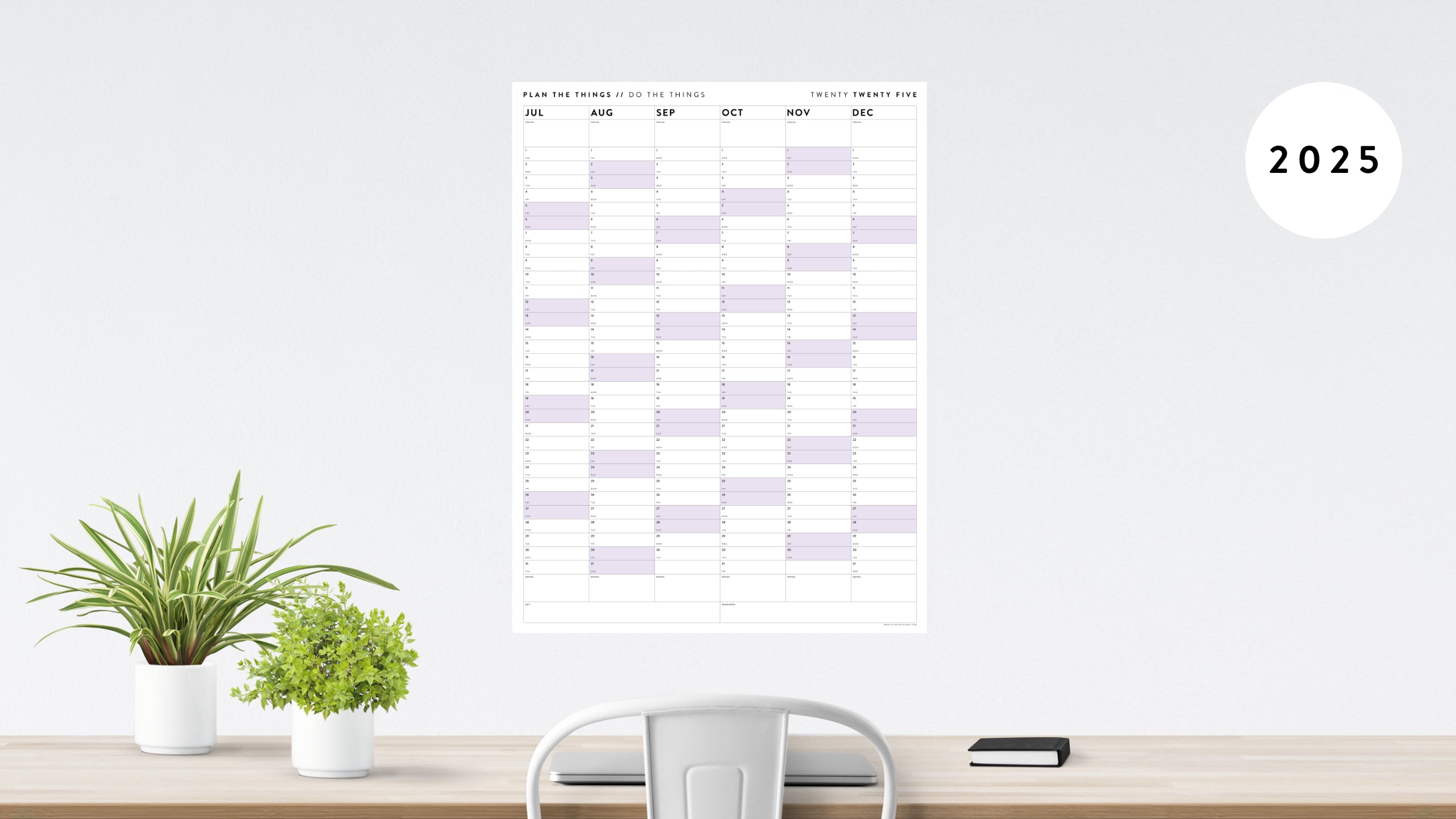 2025 SIX MONTH CALENDARS | JULY - DECEMBER - Plan The Things