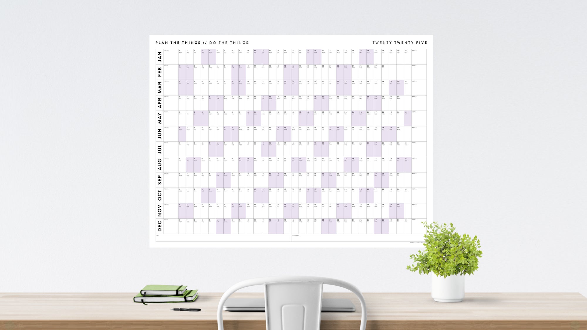 2025 GIANT WALL CALENDARS // HORIZONTAL - Plan The Things