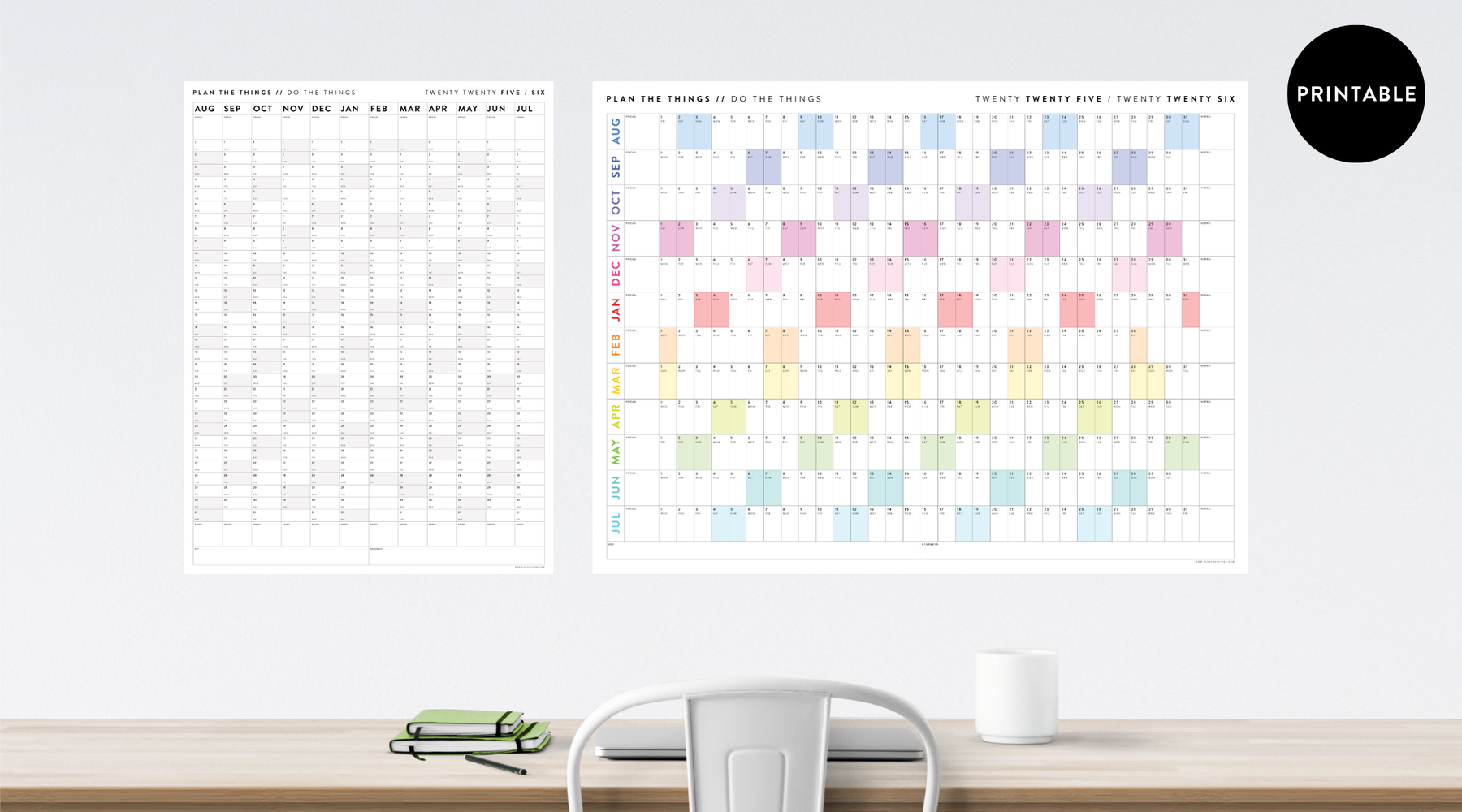PRINTABLE ACADEMIC / MID-YEAR WALL CALENDARS // INSTANT DOWNLOAD - Plan ...