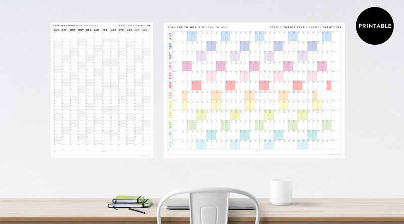 PRINTABLE ACADEMIC / MID-YEAR WALL CALENDARS // INSTANT DOWNLOAD - Plan ...
