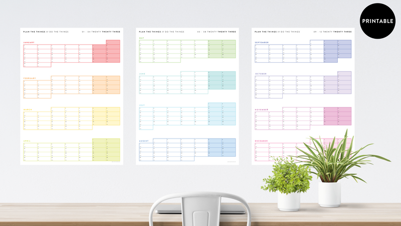 PRINTABLE WALL CALENDARS // INSTANT DOWNLOAD - Plan The Things