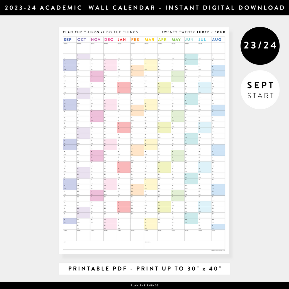 ACADEMIC WALL CALENDARS - Plan The Things