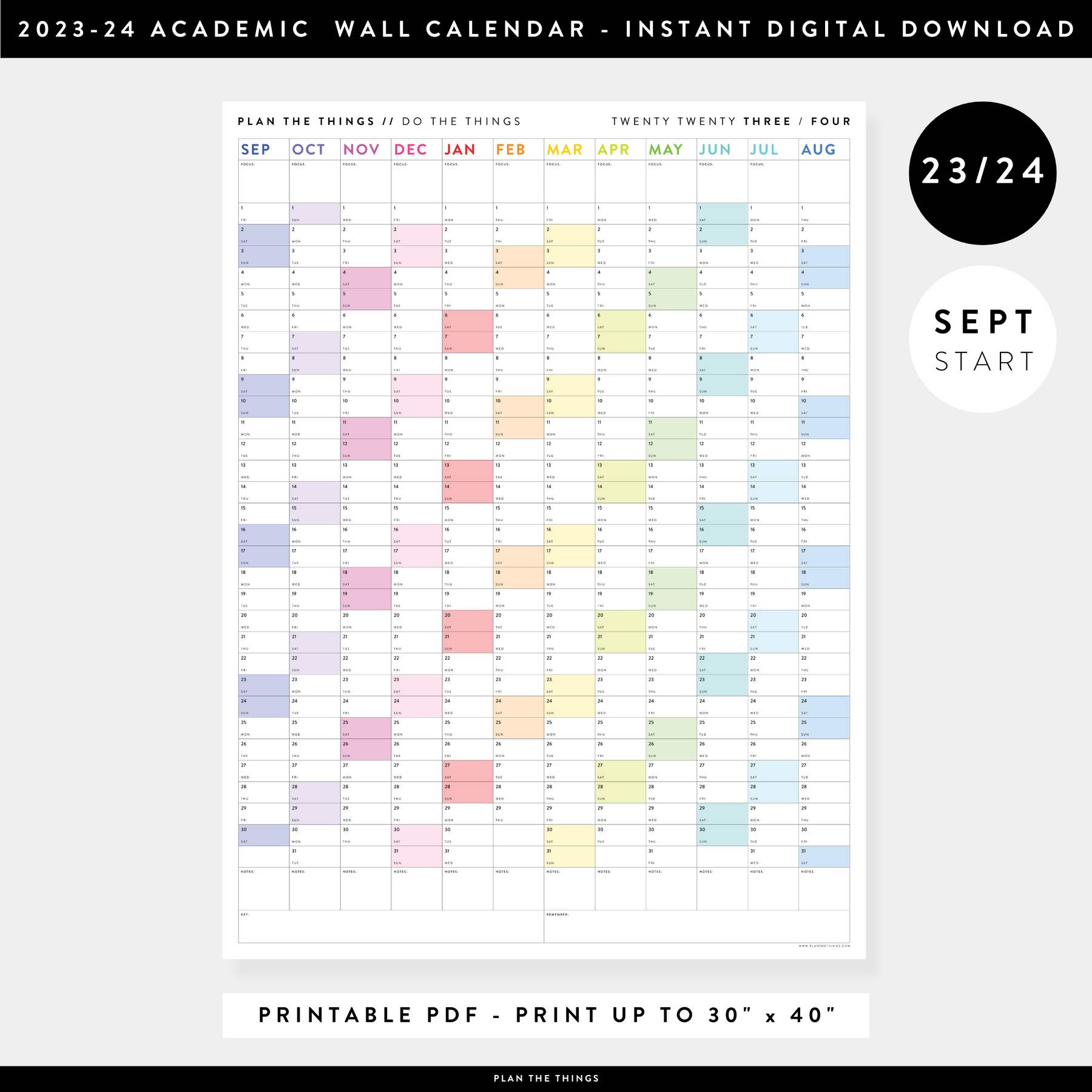 ACADEMIC WALL CALENDARS - Plan The Things