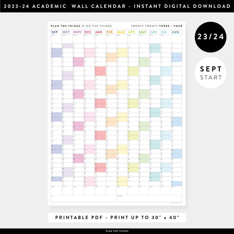 ACADEMIC WALL CALENDARS - Plan The Things