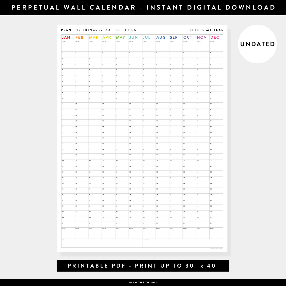 UNDATED CALENDARS - Plan The Things