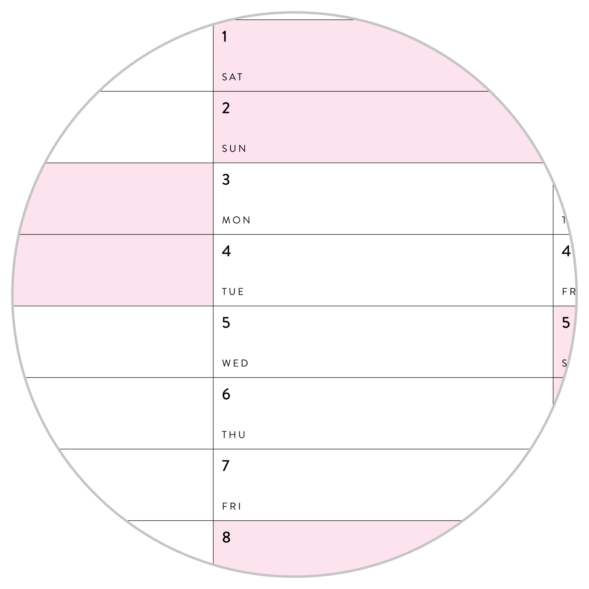 PRINTABLE SIX MONTH 2025 WALL CALENDAR SET WITH PINK WEEKENDS - INSTAN ...