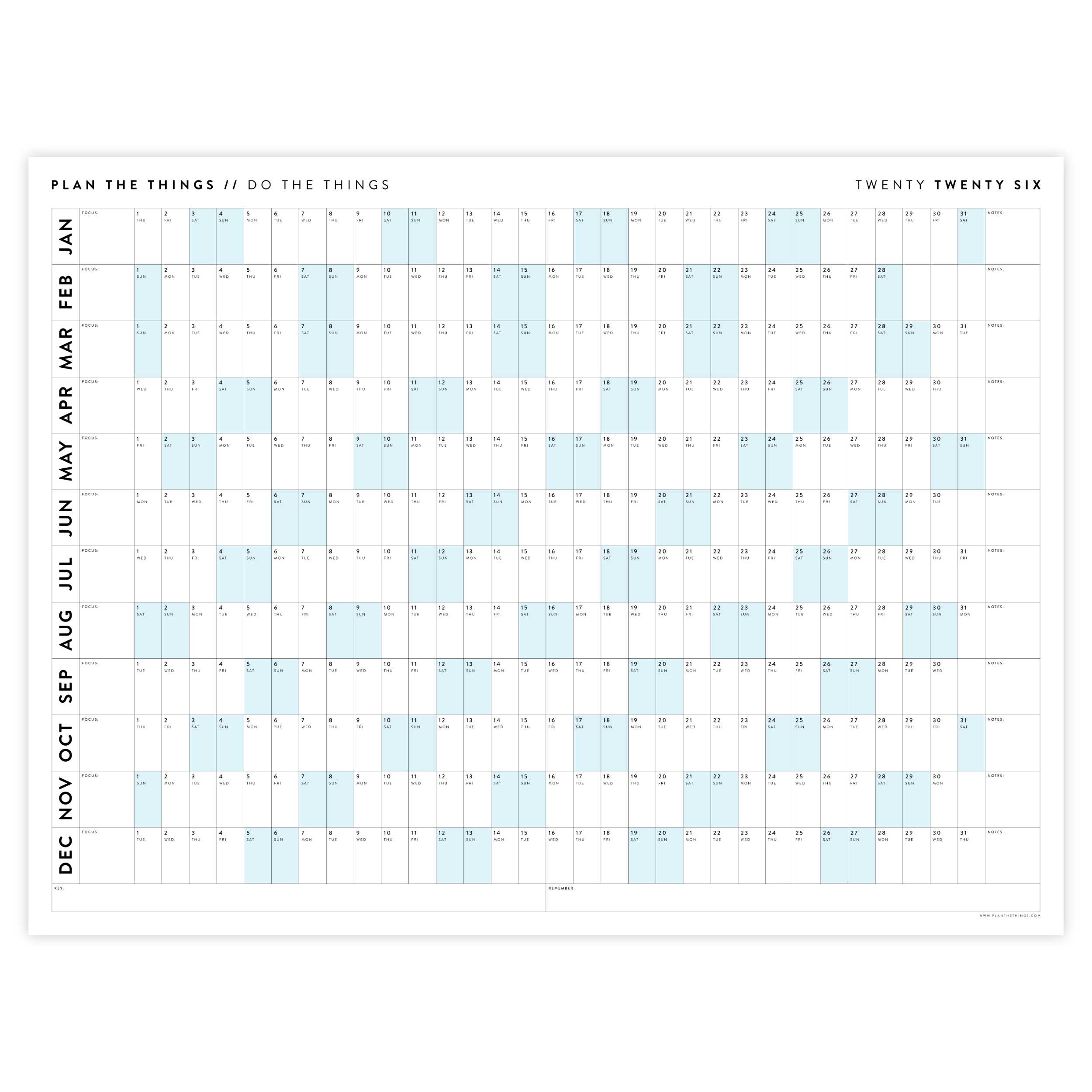 2026 GIANT WALL CALENDARS / PLANNERS - Plan The Things