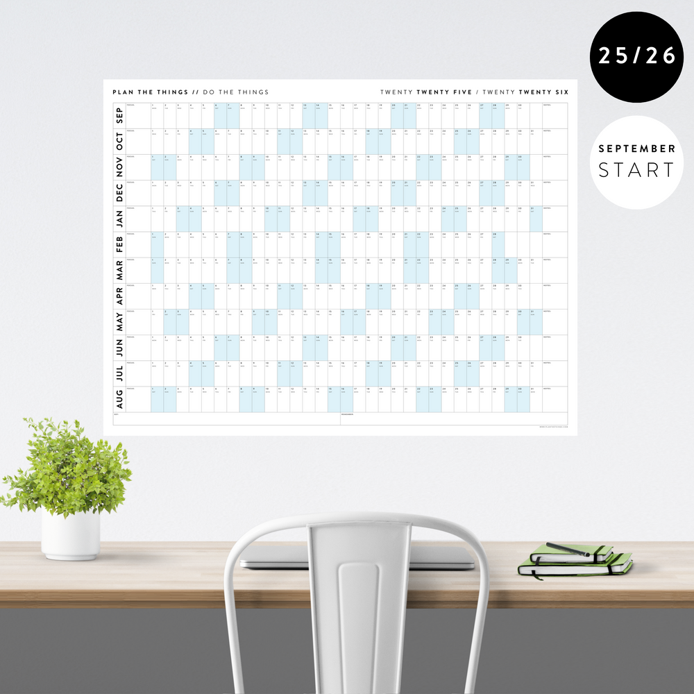 2025 - 2026 SEPTEMBER START ACADEMIC / MID-YEAR WALL CALENDARS - Plan ...