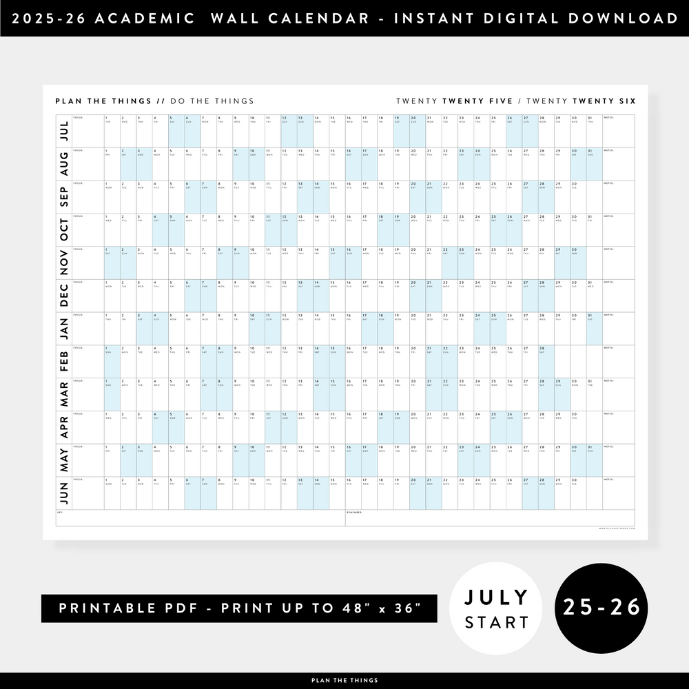 ACADEMIC WALL CALENDARS - Plan The Things