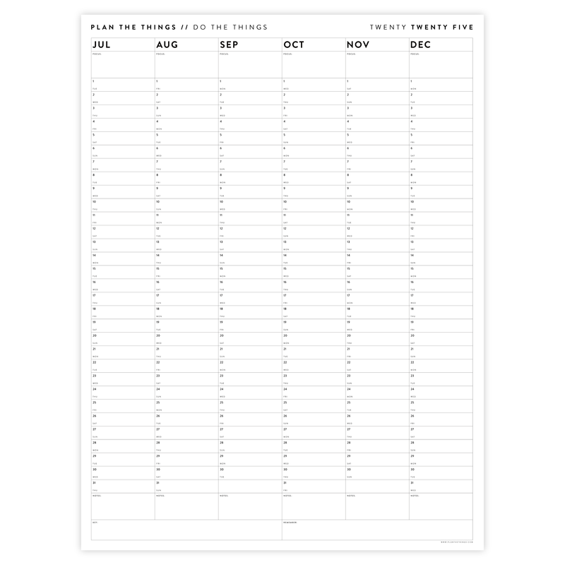 PRINTABLE SIX MONTH 2025 MINIMAL WALL CALENDAR SET - INSTANT DOWNLOAD ...