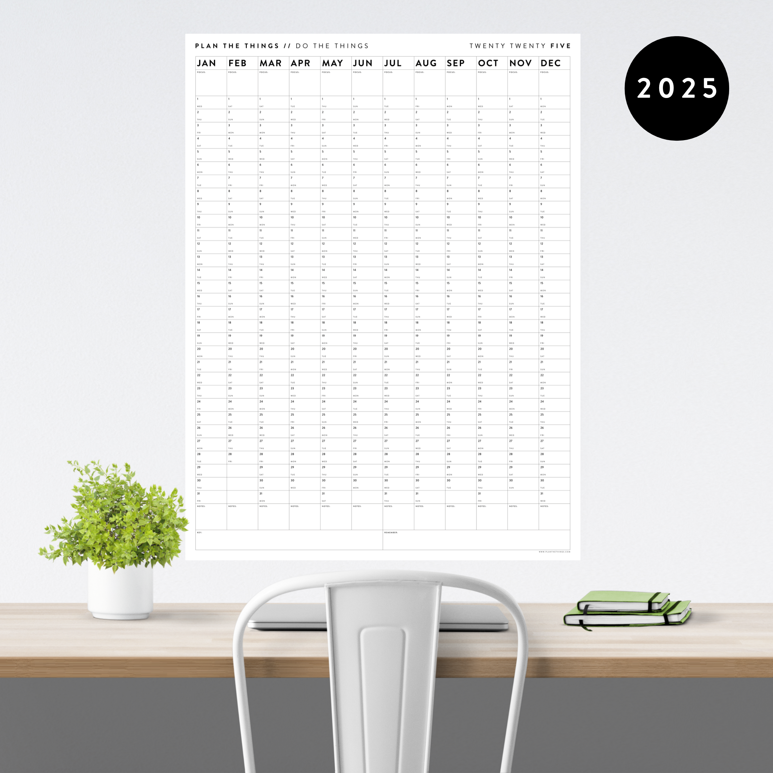 GIANT 2025 ANNUAL WALL CALENDAR | VERTICAL - MINIMAL / CLEAR - Plan The ...