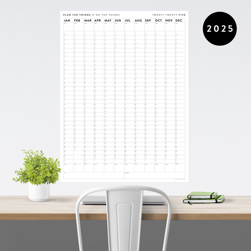 GIANT 2025 ANNUAL WALL CALENDAR | VERTICAL - MINIMAL / CLEAR - Plan The ...