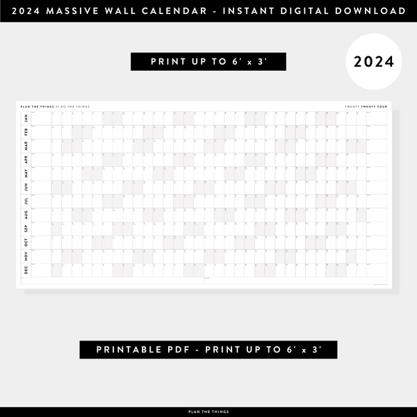 PRINTABLE MASSIVE 2024 ANNUAL CALENDARS // INSTANT DOWNLOAD - Plan The ...