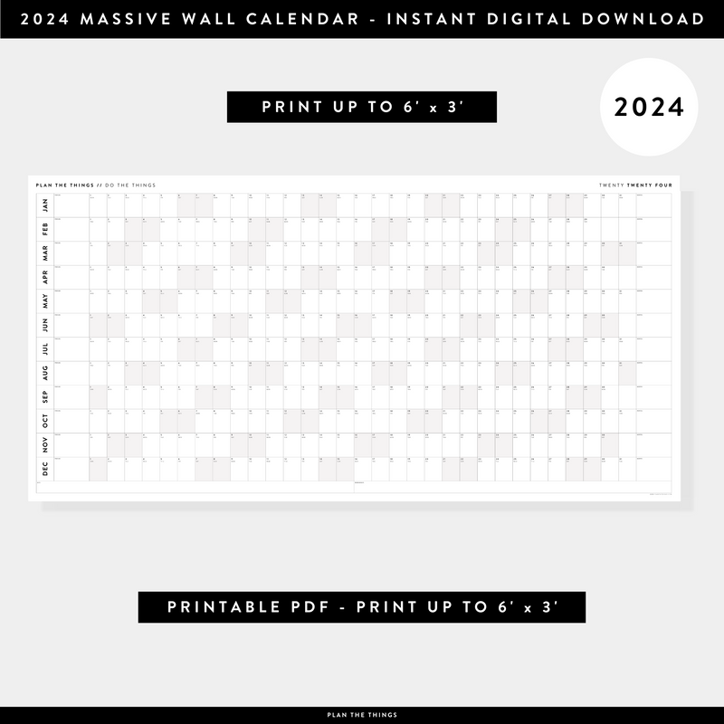 PRINTABLE MASSIVE 2024 ANNUAL CALENDARS // INSTANT DOWNLOAD - Plan The ...