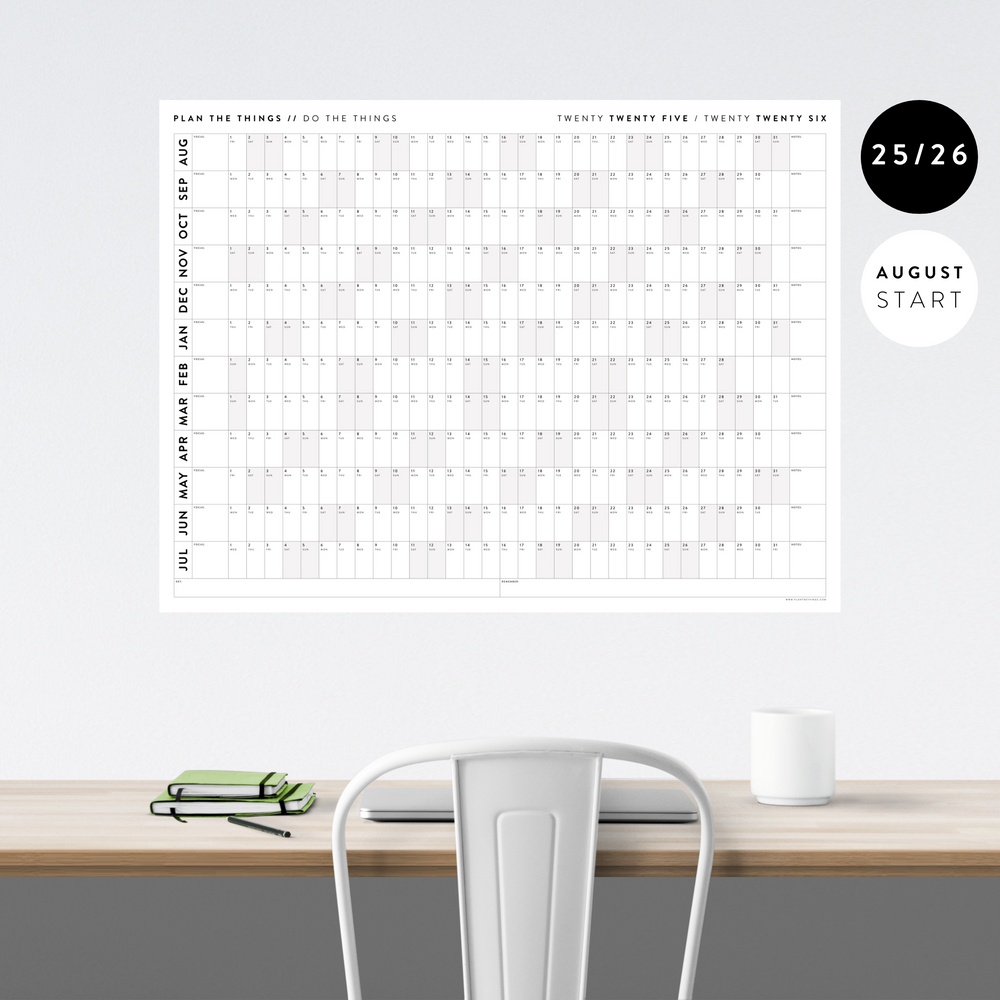 2025 - 2026 AUGUST START ACADEMIC / MID-YEAR WALL CALENDARS - Plan The ...