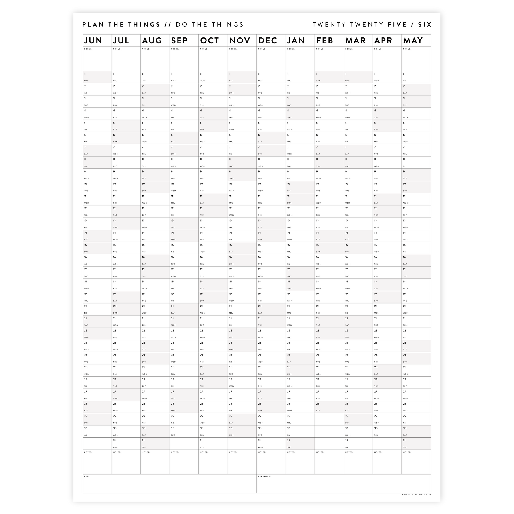 PRINTABLE 2025 - 2026 ACADEMIC CALENDARS (JUNE START) // INSTANT DOWNL ...