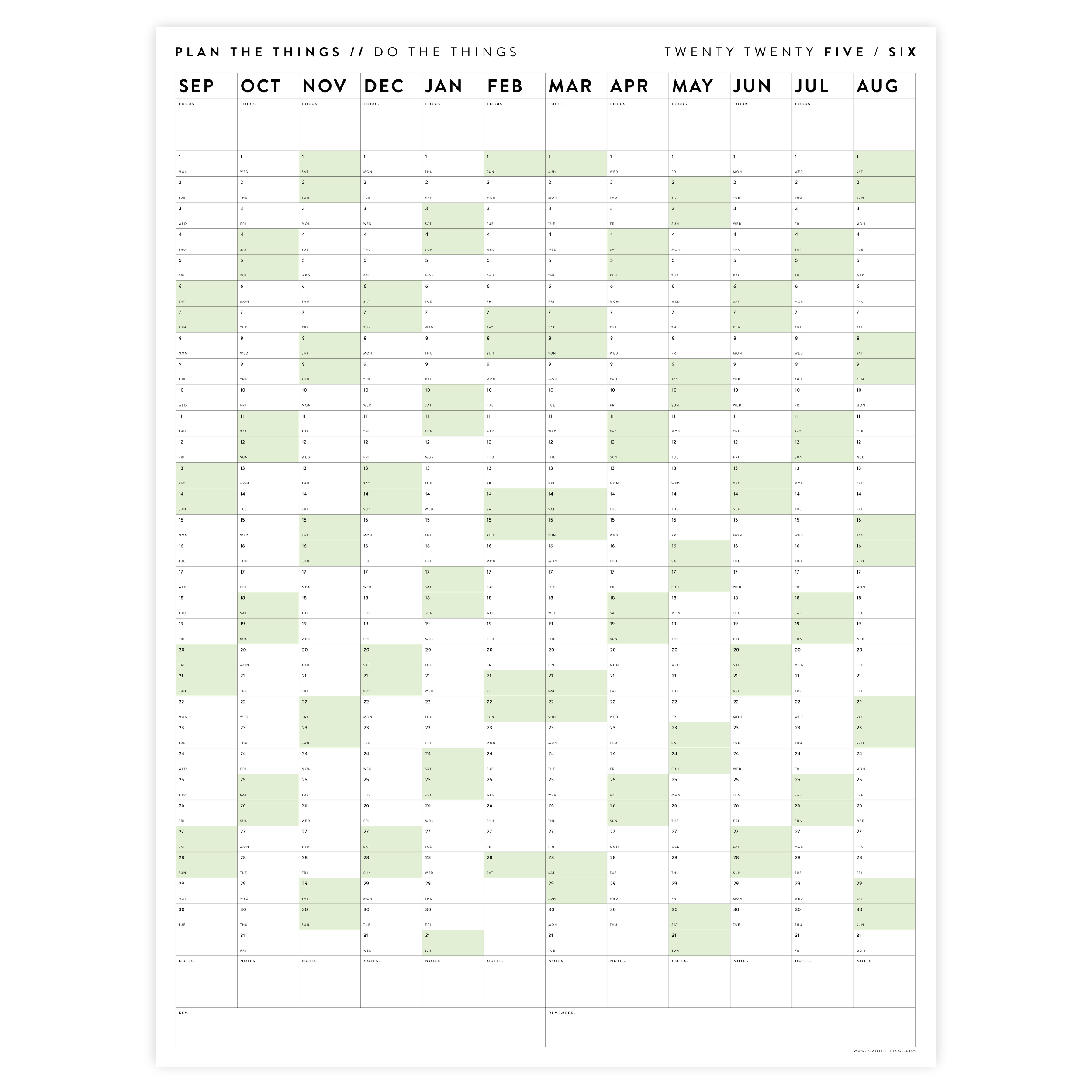 PRINTABLE 2025 - 2026 ACADEMIC WALL CALENDAR (SEPTEMBER START) | VERTI ...