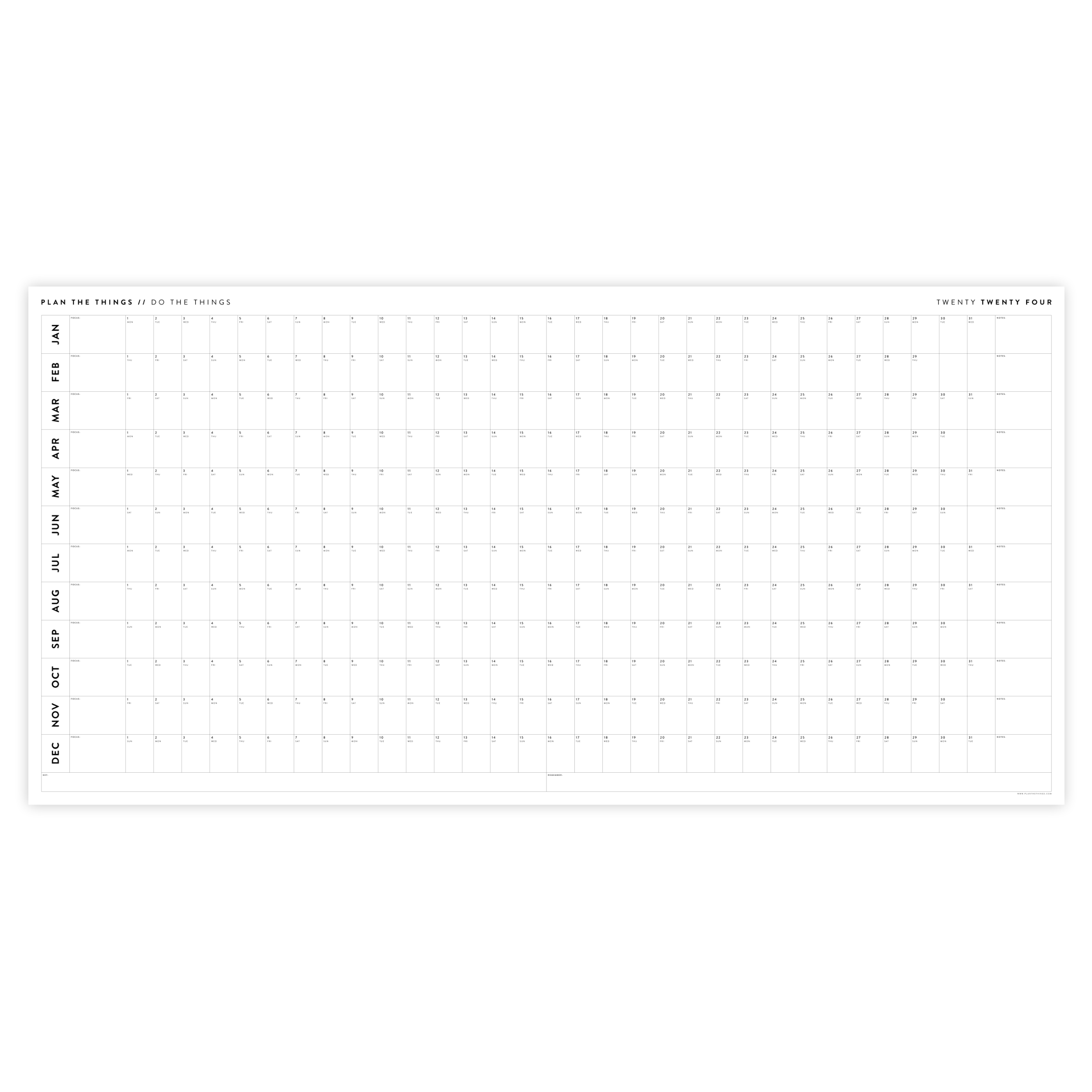 PRINTABLE MASSIVE 2024 ANNUAL CALENDARS // INSTANT DOWNLOAD - Plan The ...