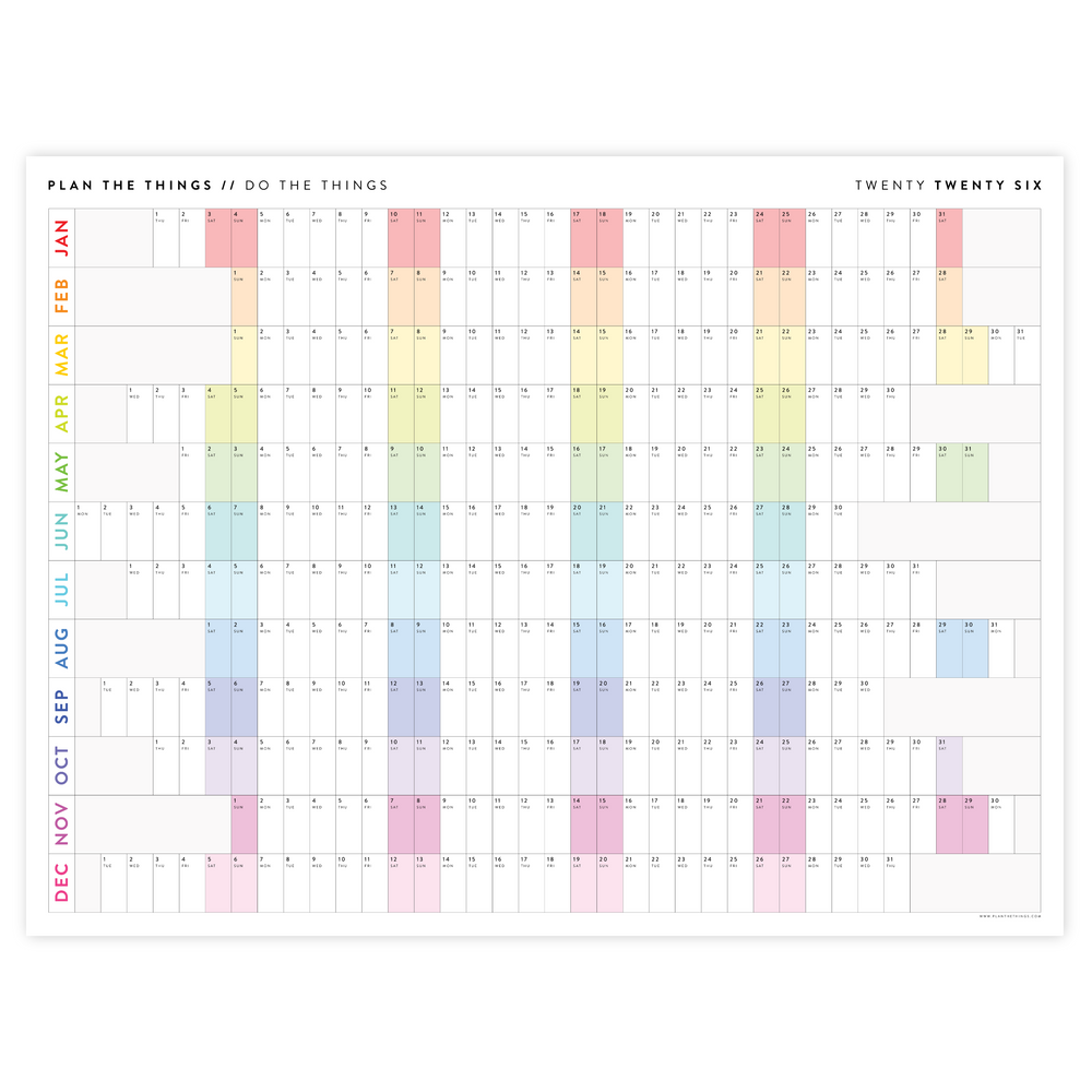 PRINTABLE WALL CALENDARS WITH ALIGNED WEEKENDS // INSTANT DOWNLOAD ...