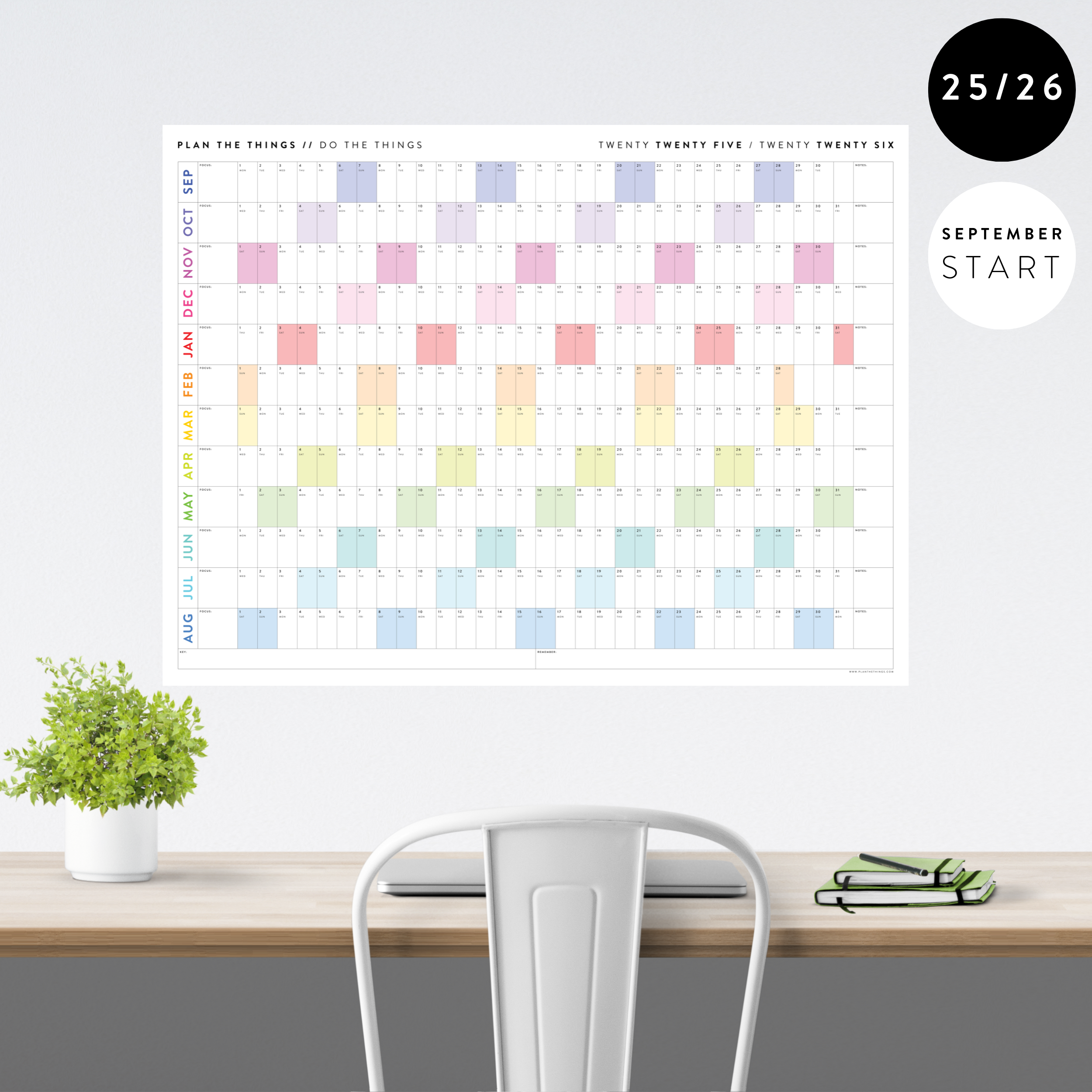 2025 - 2026 ACADEMIC WALL CALENDAR (SEPTEMBER START) | HORIZONTAL WITH ...
