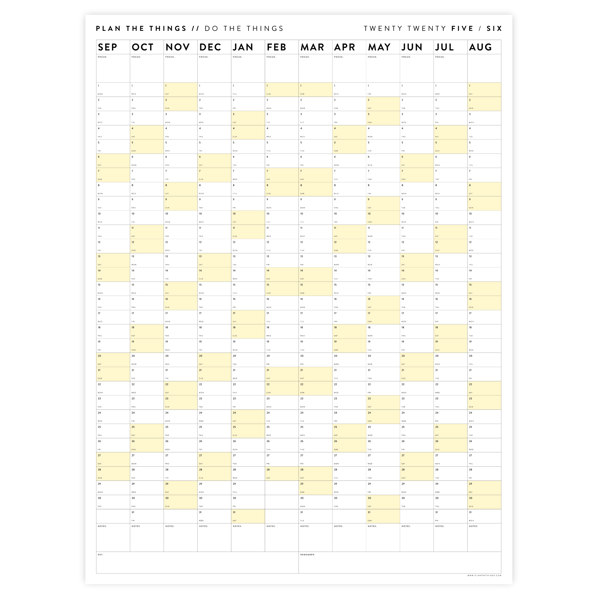 PRINTABLE 2025 - 2026 ACADEMIC WALL CALENDAR (SEPTEMBER START) | VERTI ...