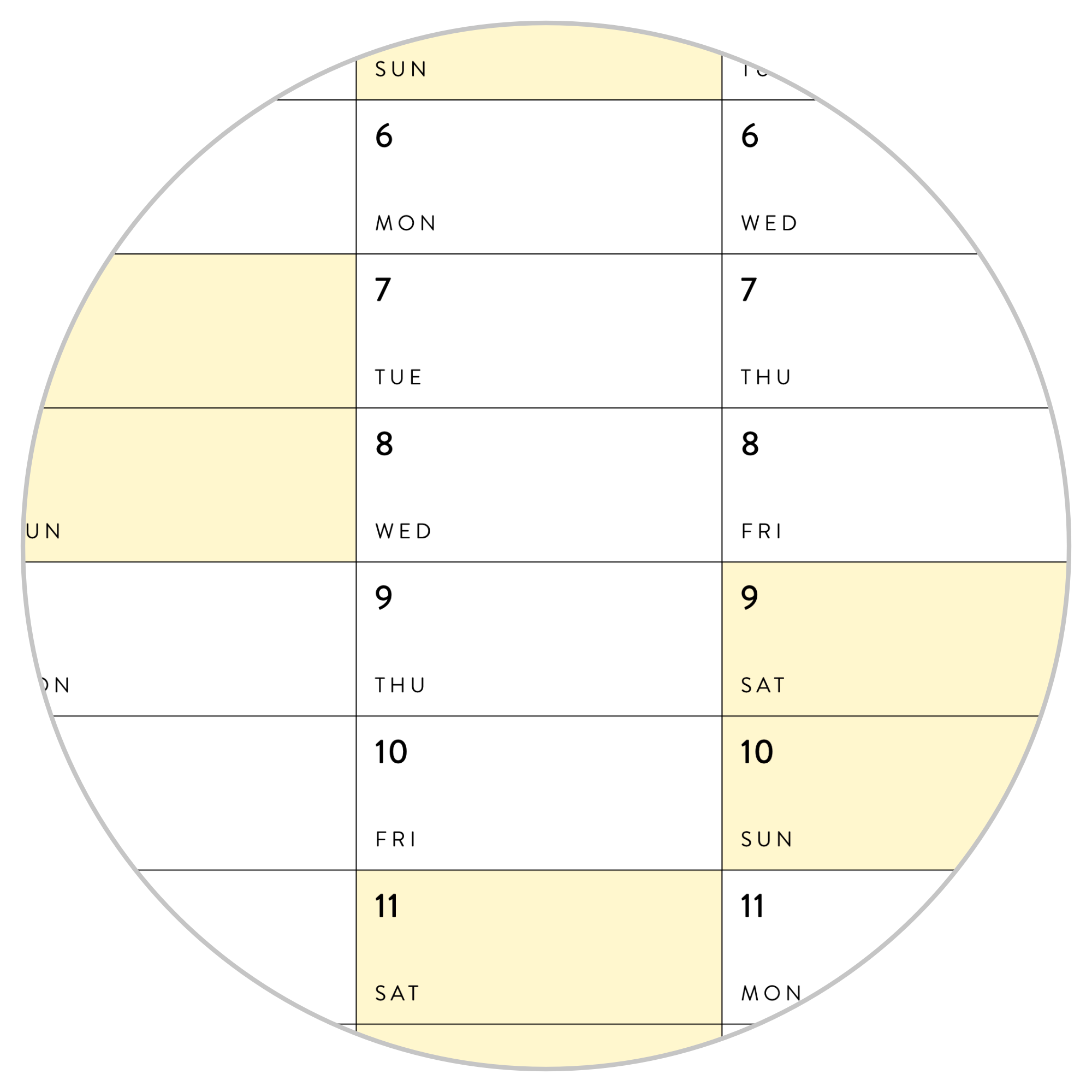 PRINTABLE VERTICAL 2026 WALL CALENDAR WITH YELLOW WEEKENDS - INSTANT D ...