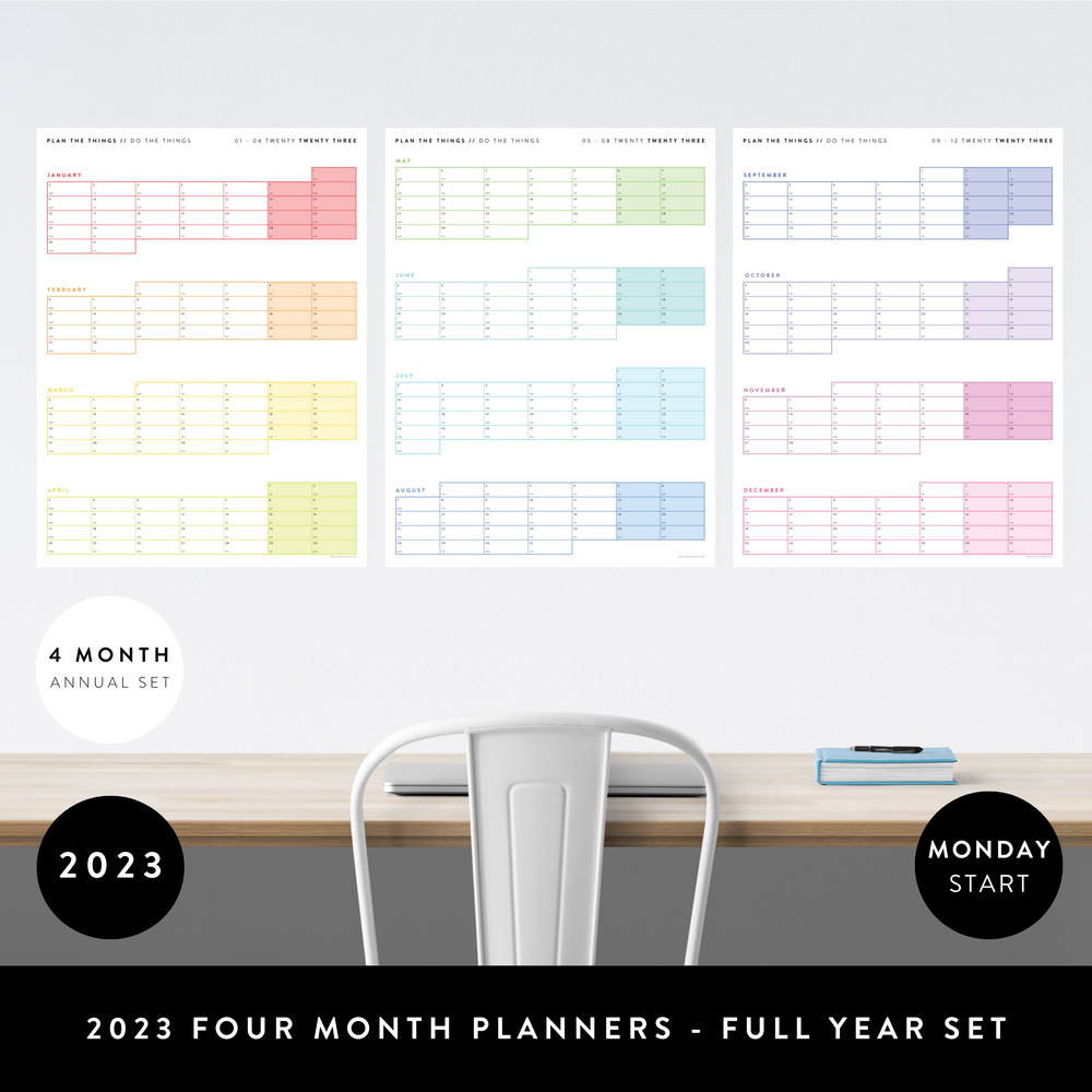 PRINTABLE 2023 FOUR MONTH WALL CALENDARS // INSTANT DOWNLOAD - Plan The ...