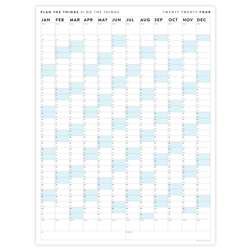PRINTABLE VERTICAL 2024 ANNUAL CALENDARS // INSTANT DOWNLOAD - Plan The ...