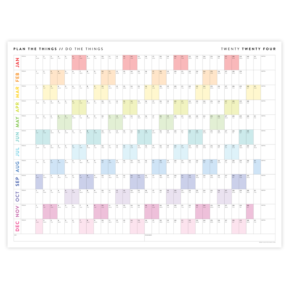 PRINTABLE 2024 ANNUAL CALENDARS // INSTANT DOWNLOAD - Plan The Things