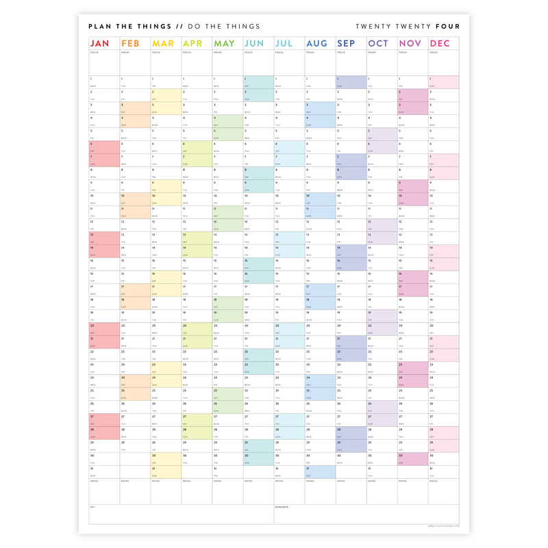 PRINTABLE VERTICAL 2024 ANNUAL CALENDARS // INSTANT DOWNLOAD - Plan The ...