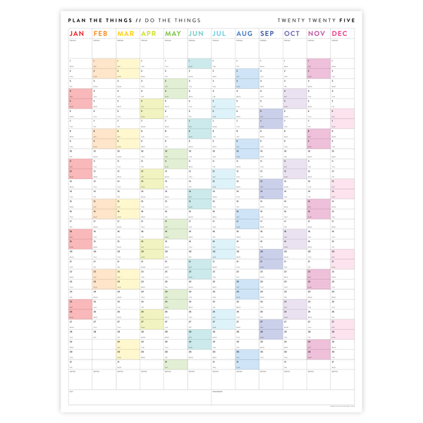 2025 GIANT WALL CALENDARS // VERTICAL - Plan The Things
