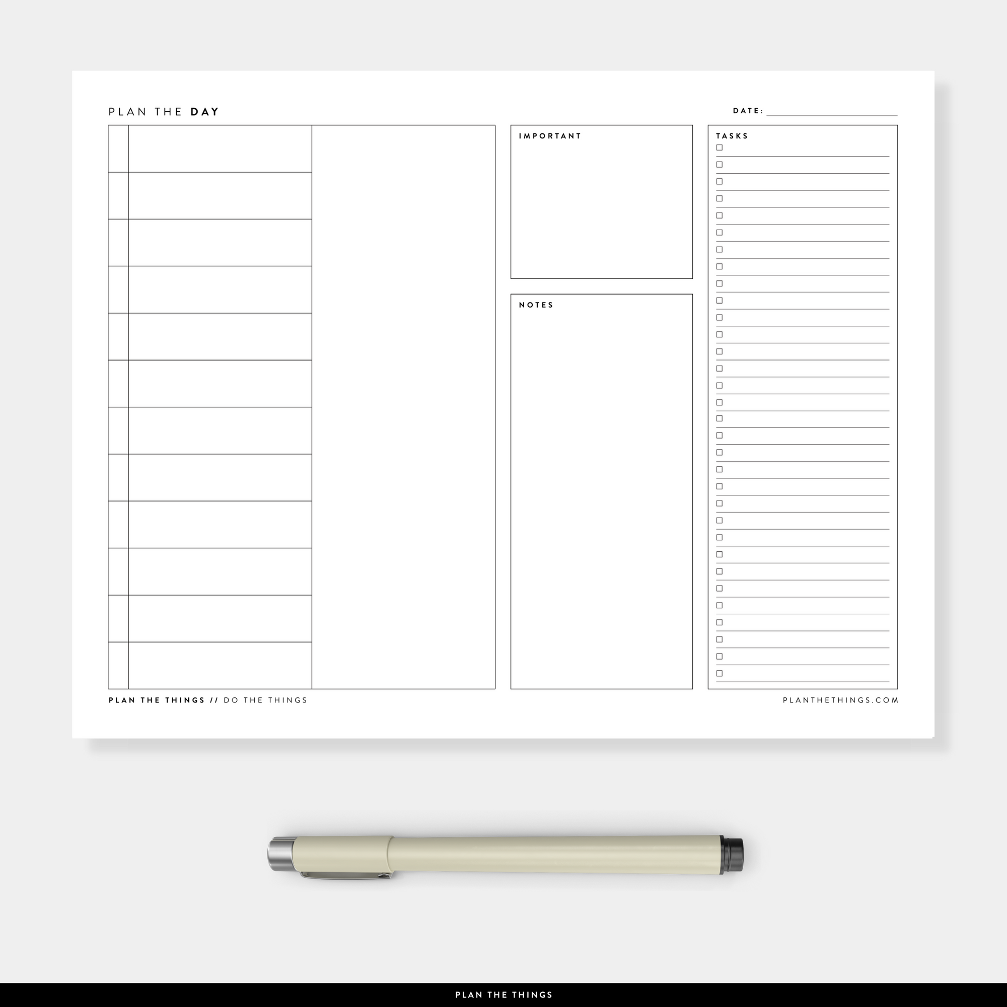 Daily Dashboard with Vertical Timeline - Undated Printable Planner Ins ...