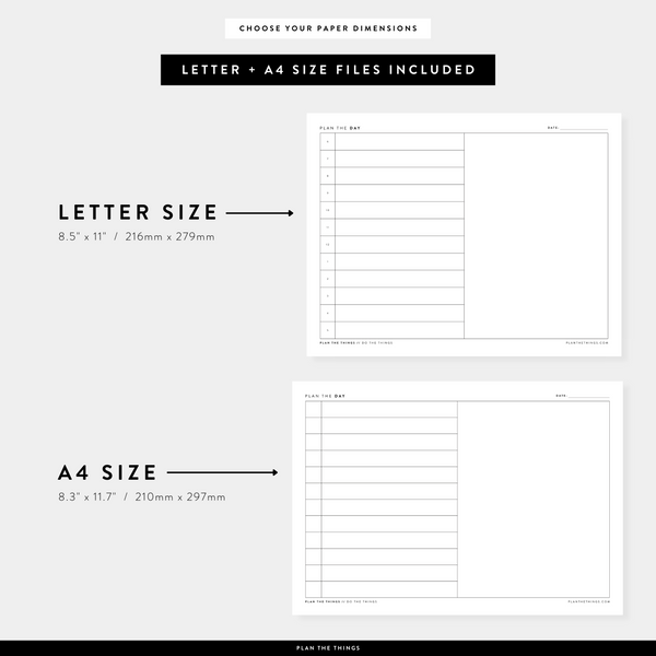 Daily Simple Schedule with Vertical Timeline - Undated Printable Plann ...