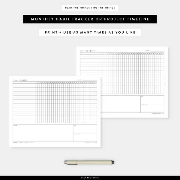 The Monthly Bundle - Undated Printable Planner Inserts (A4 + US Letter ...