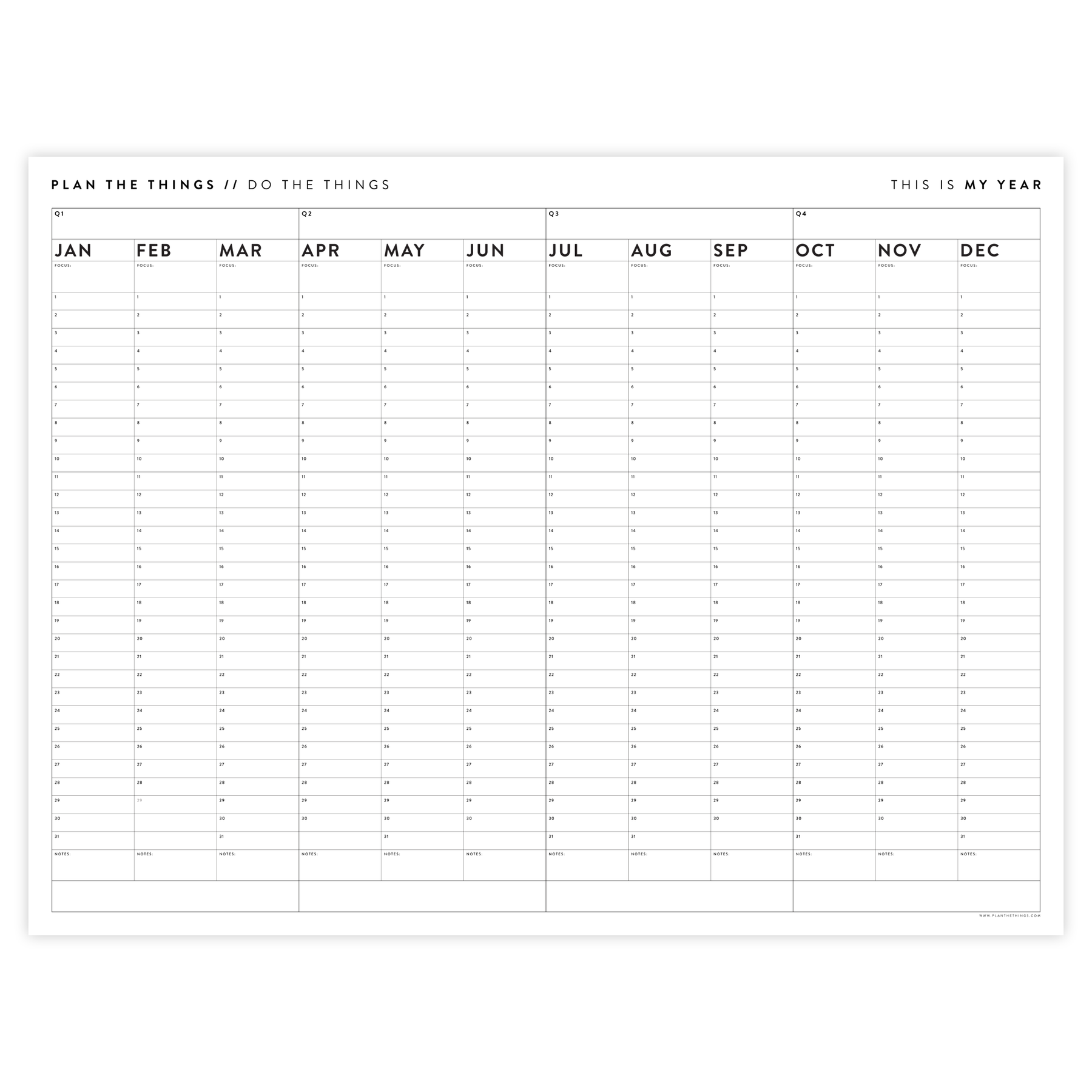 PERPETUAL ANNUAL WALL CALENDARS - Plan The Things