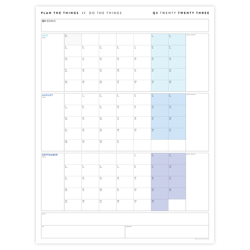 QUARTERLY WALL CALENDARS - Plan The Things