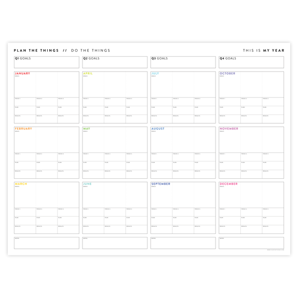 PRINTABLE FOCUS AND GOALS ANNUAL WALL PLANNER // INSTANT DOWNLOAD ...