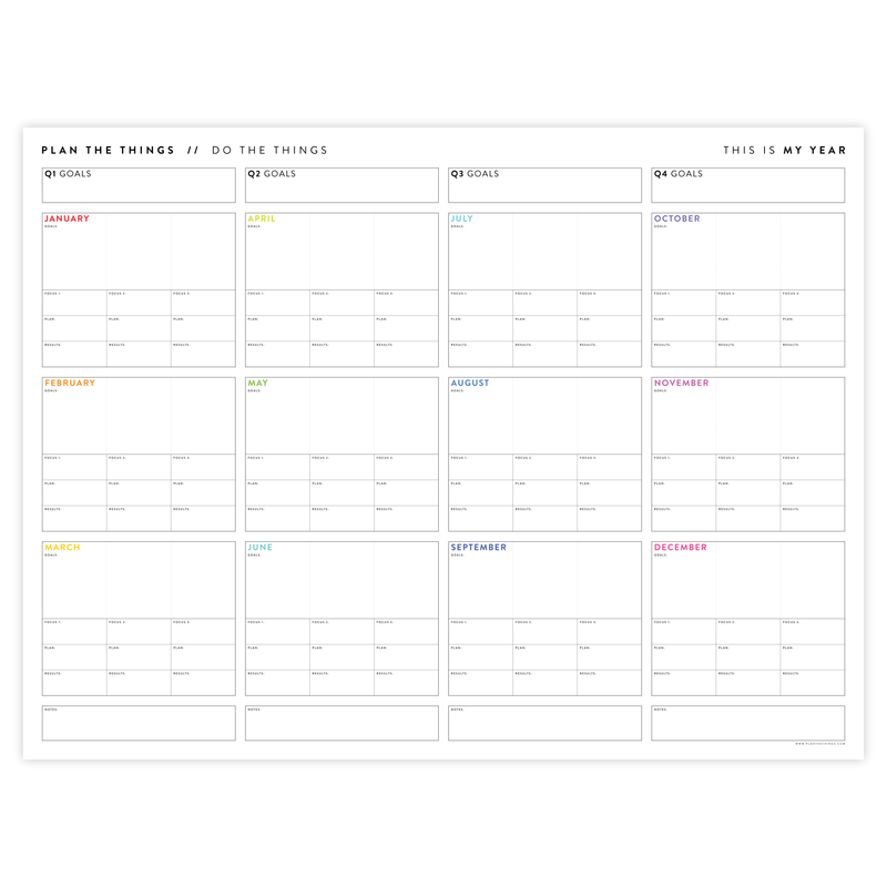PRINTABLE FOCUS AND GOALS ANNUAL WALL PLANNER // INSTANT DOWNLOAD ...