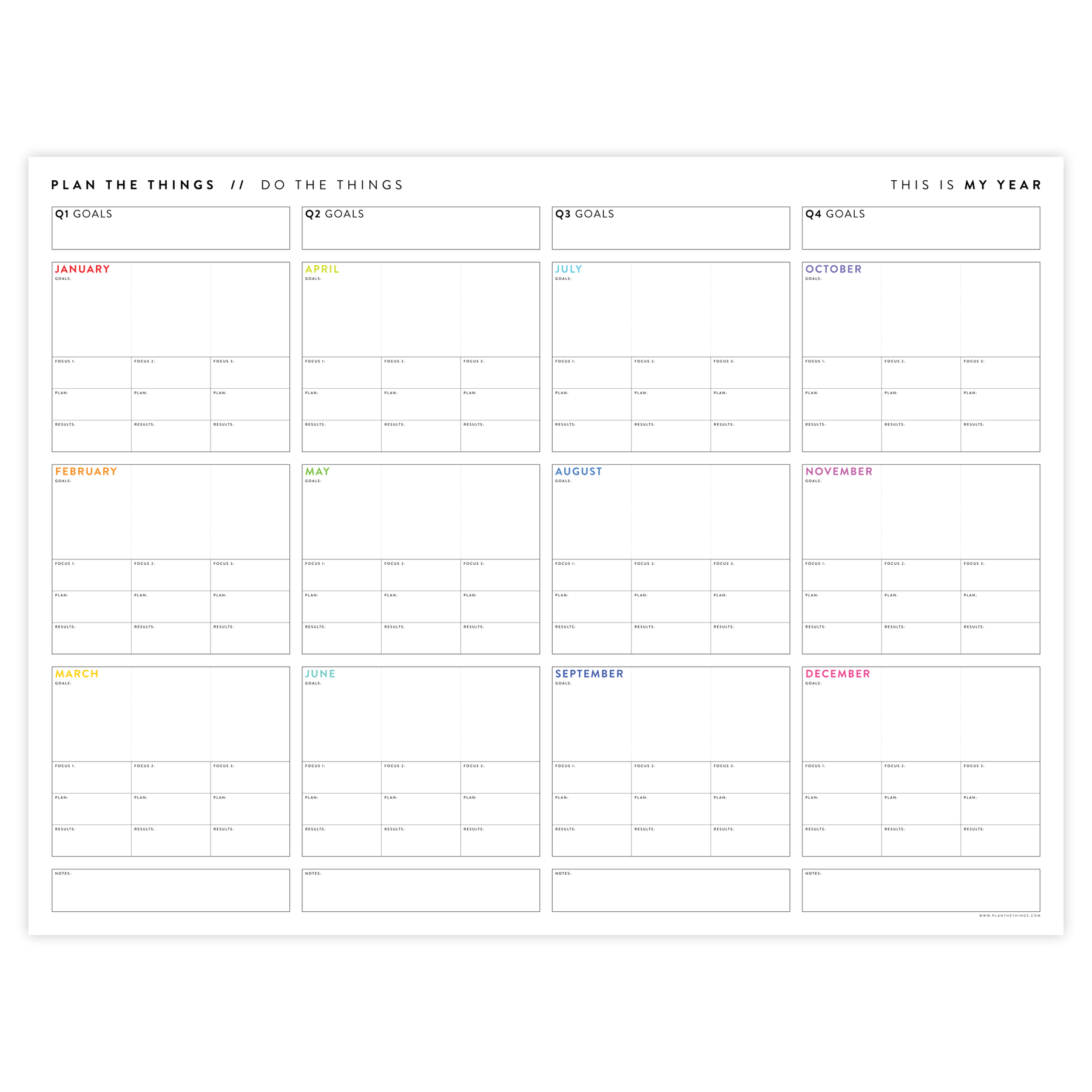 FOCUS AND GOALS WALL PLANNERS - Plan The Things