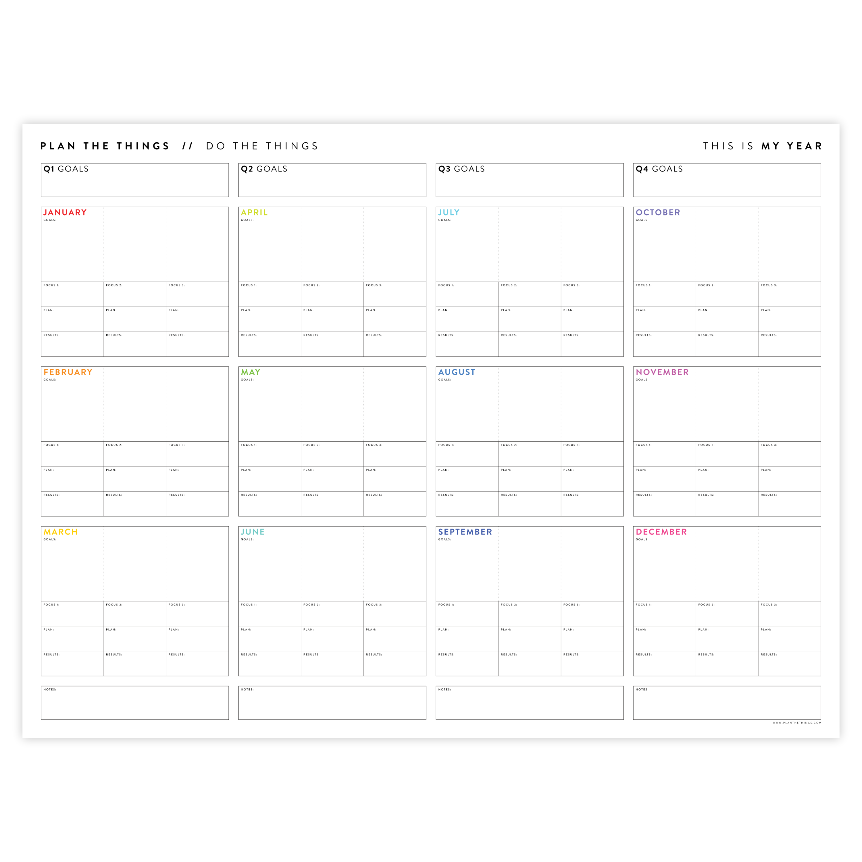 FOCUS AND GOALS WALL PLANNERS - Plan The Things